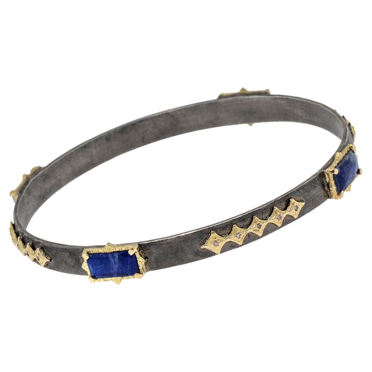 Armenta Old World 18k Gold and S. Silver Lapis Lazuli and Diamond ...
