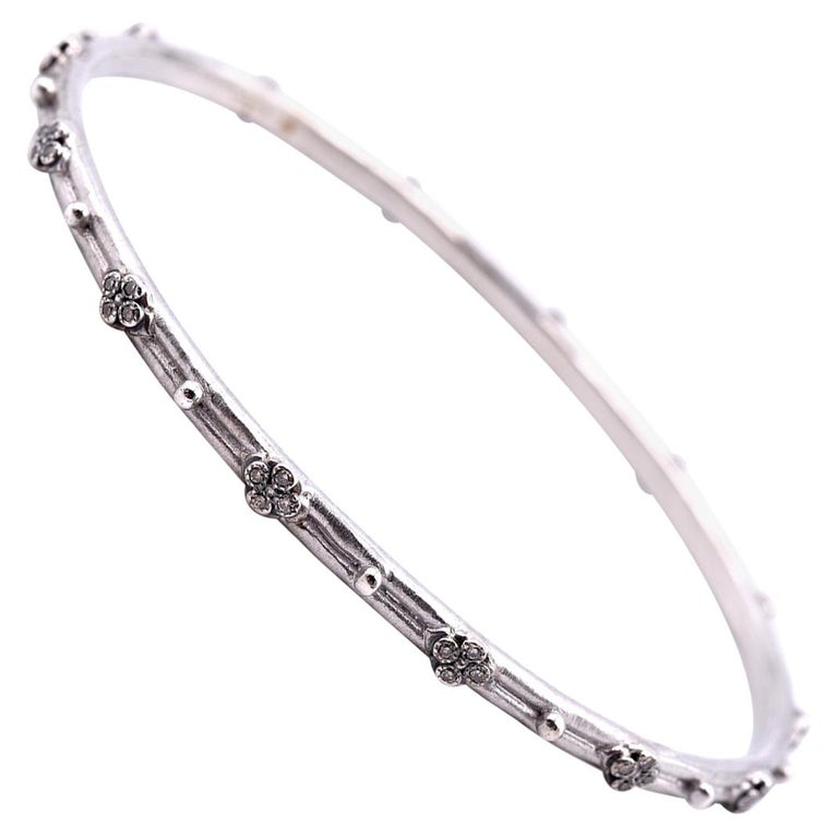 Armenta Sterling Silver Diamond Bangle Bracelet For Sale at 1stDibs