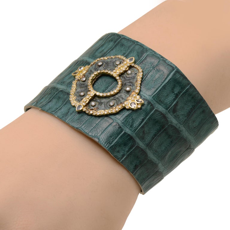Armenta Sueno 18k Gold, Diamond and Sapphire Caiman Cuff Bracelet For ...
