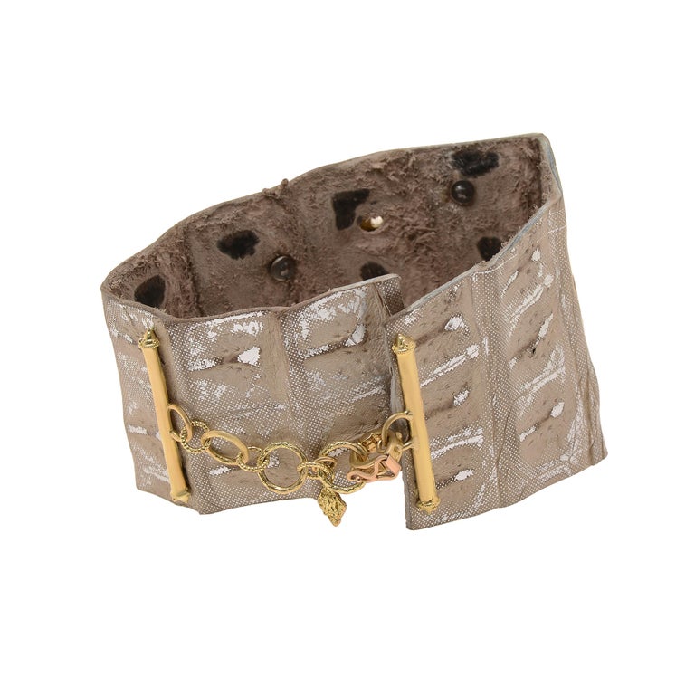 Armenta Sueno 18k Yellow Gold, Diamond and Sapphire Caiman Cuff ...