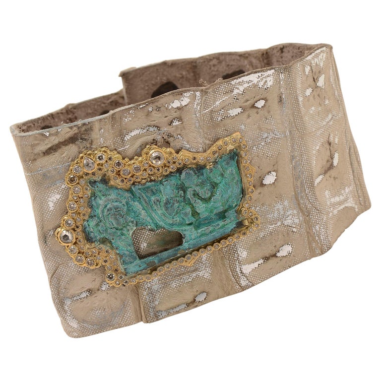 Armenta Sueno 18k Yellow Gold, Diamond and Sapphire Caiman Cuff ...