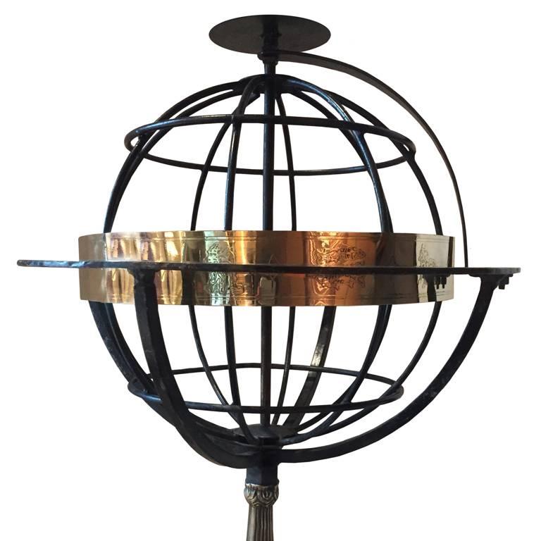 Armillary Sphere in Wrought Iron and Brass, circa 1850 at 1stDibs