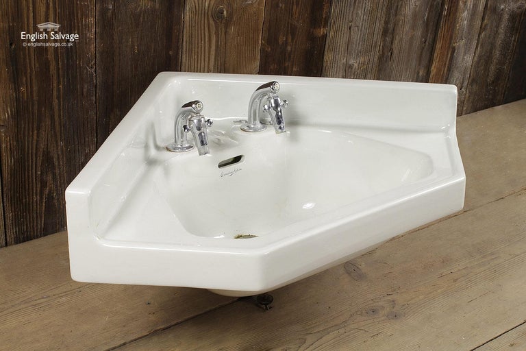 Armitage Ware Corner Basin with Supa Taps, 20th Century For Sale at 1stDibs