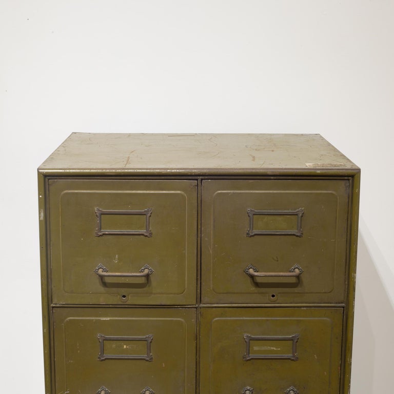 Army Green Steel Double File Cabinet, circa 1940s For Sale at 1stDibs