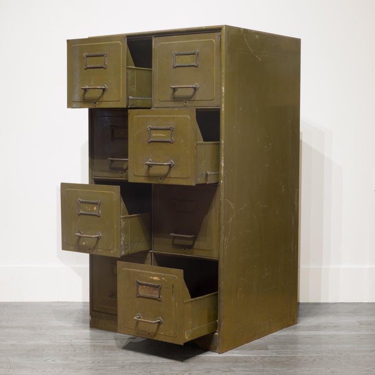 Army Green Steel Double File Cabinet, circa 1940s For Sale at 1stDibs