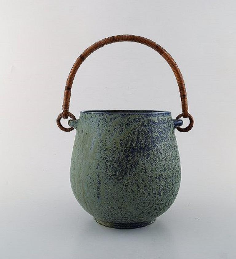 Arne Bang Ceramic Ice Bucket, Stamped Ab, Glaze in Shades of Blue at ...