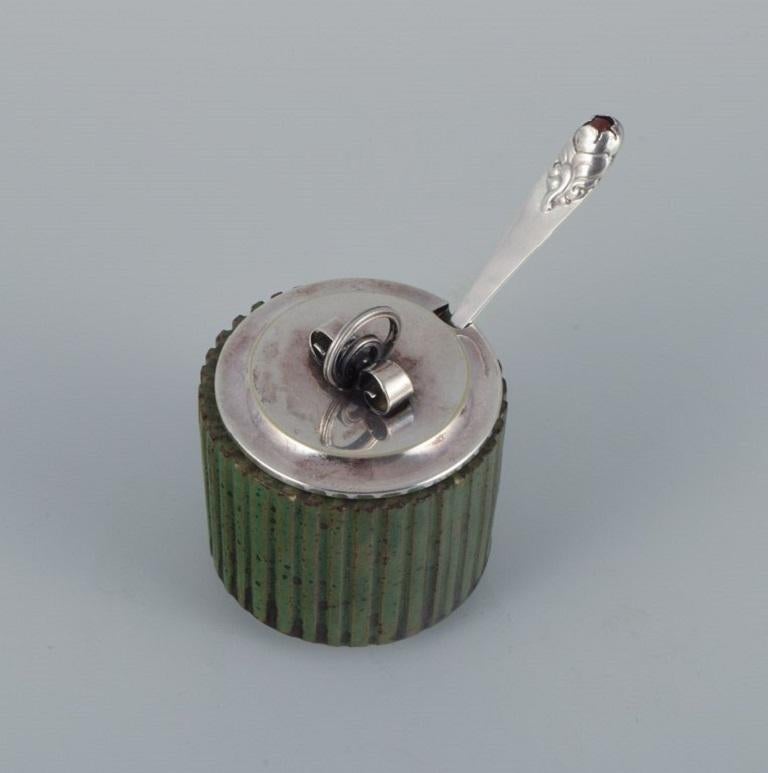 Arne Bang, Ceramic Jam Jar in Grooved Design, 1940s/50s For Sale at 1stDibs