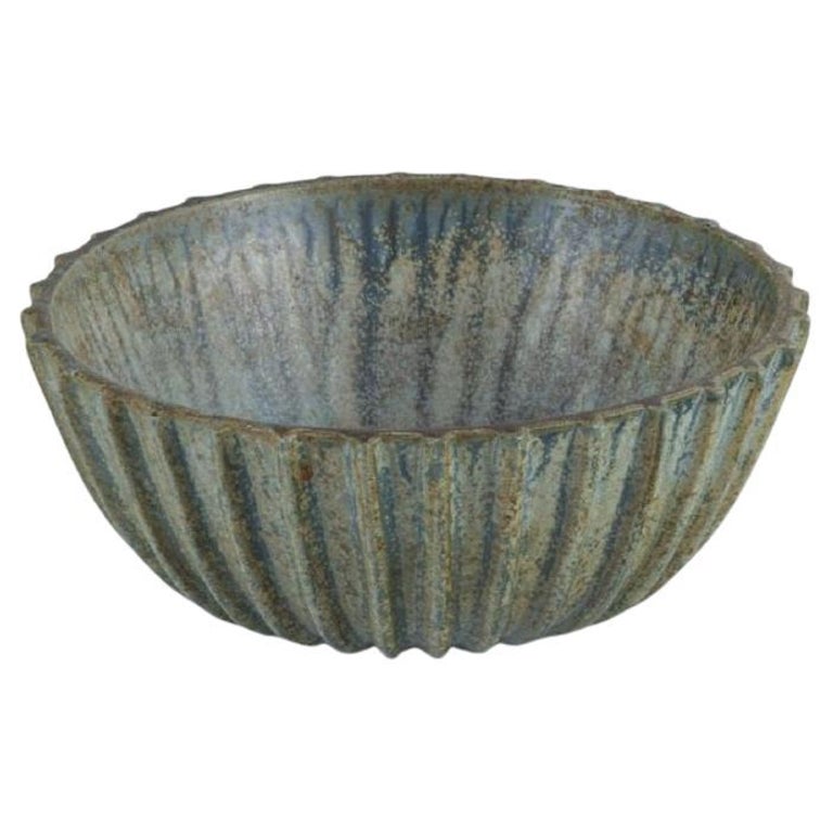 Arne Bang, Large Stoneware Table Bowl with Fluted Body, 1930s/1940s For ...