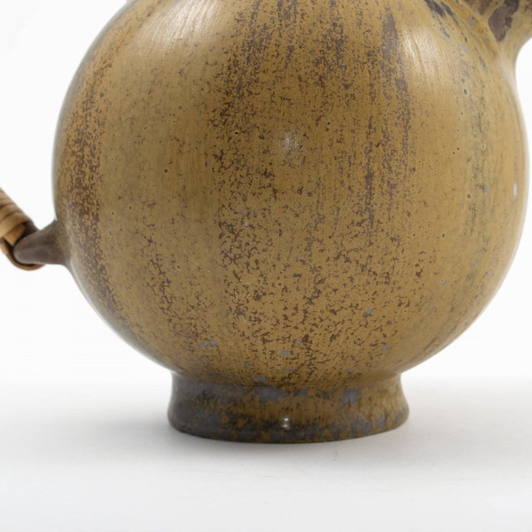 Arne Bang Stoneware Pitcher with Wicker Handel, No 151 For Sale at 1stDibs