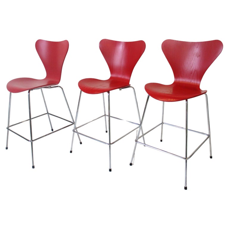 Arne Jacobsen Bar / Counter Stools for Fritz Hansen Denmark For Sale at ...