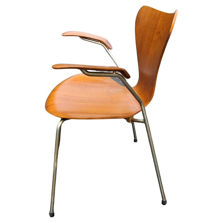Arne Jacobsen for Fritz Hansen Danish Mid-Century Teak Ant Armchairs, a ...