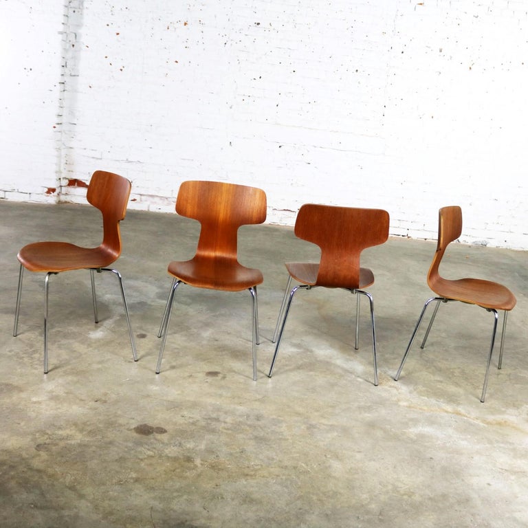 Arne Jacobsen for Fritz Hansen Model 3103 Hammer T Chairs Set of Four ...