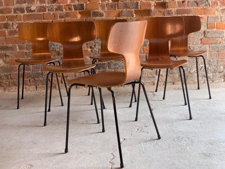 Arne Jacobsen Hammer Chairs for Fritz Hansen Model 3103 Set of Six ...