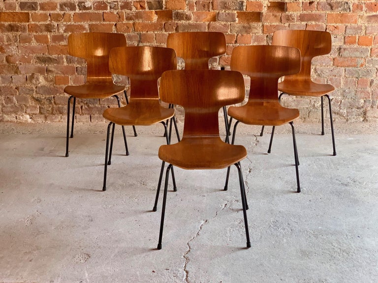 Arne Jacobsen Hammer Chairs for Fritz Hansen Model 3103 Set of Six ...