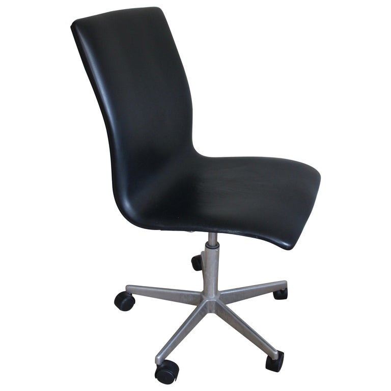 Arne Jacobsen, Oxford Office Chair, Fritz Hansen, Black Leather For ...