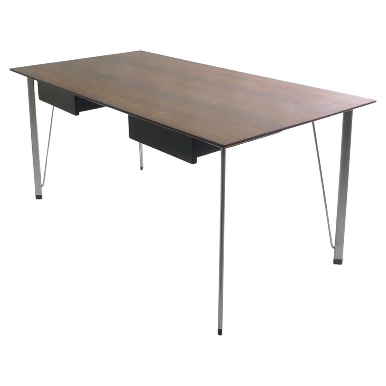Arne Jacobsen rosewood and steel writing desk FH3605, Danish, designed ...