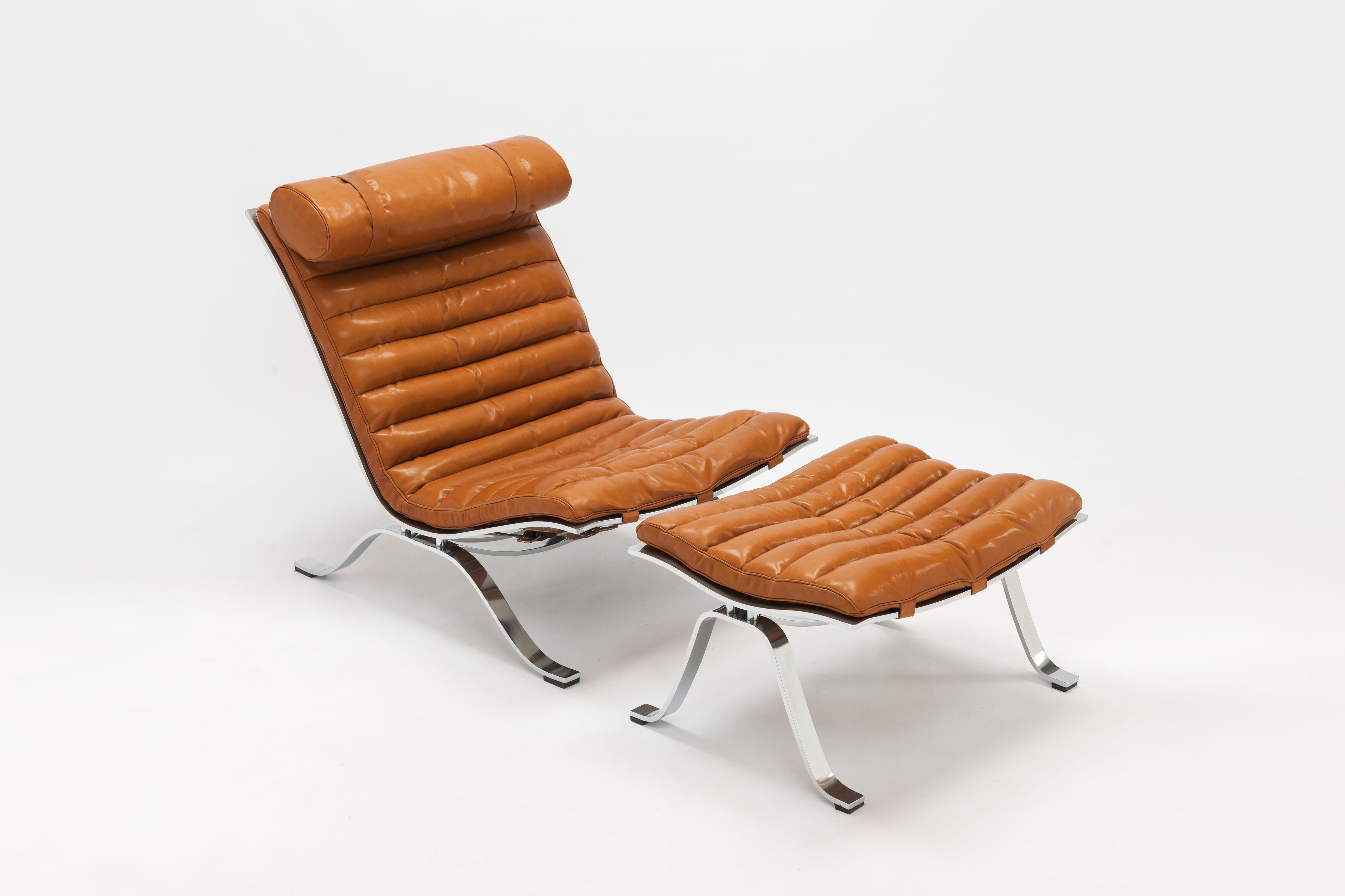 Arne Norell Ari Lounge Chair and Ottoman, New Cognac Leather at 1stDibs ...