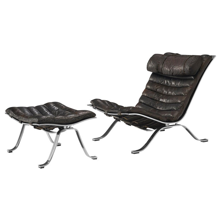Arne Norell 'Ari' Lounge Chair and Ottoman in Leather For Sale at 1stDibs