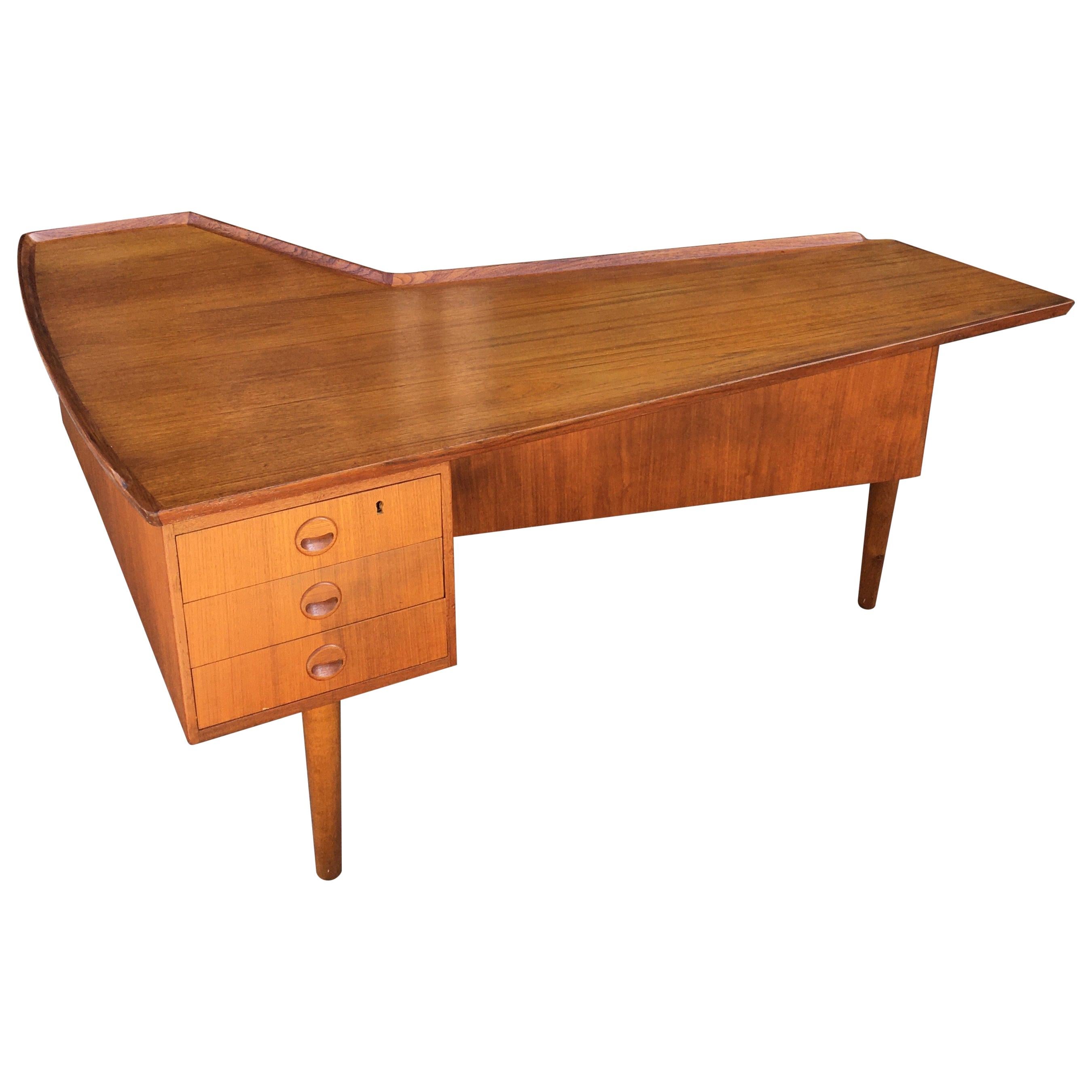 D-Scan Solid Teak Desk at 1stdibs
