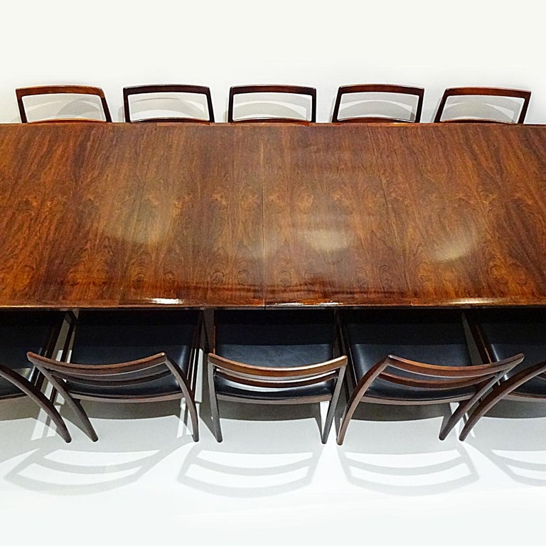 Arne Vodder Danish Midcentury 201 Rosewood Dining Table with Twelve 430 ...