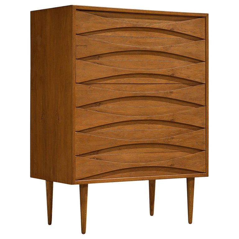 Arne Vodder for NC Møbler Tall Chest of Drawers in Oak For Sale at 1stDibs