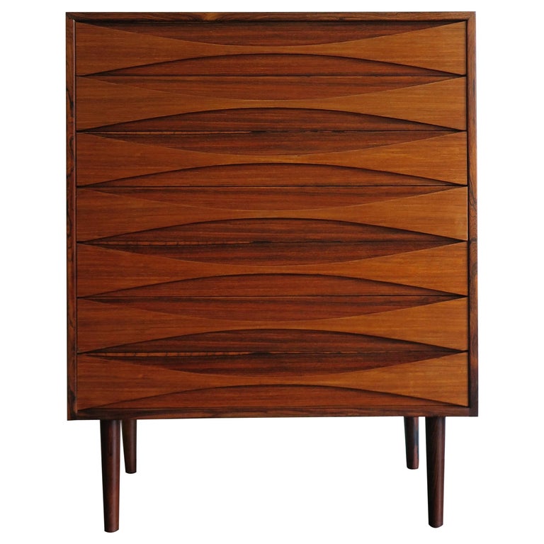 Arne Vodder Scandinavian Dark Wood Chest of Drawers for N.C Møbler ...