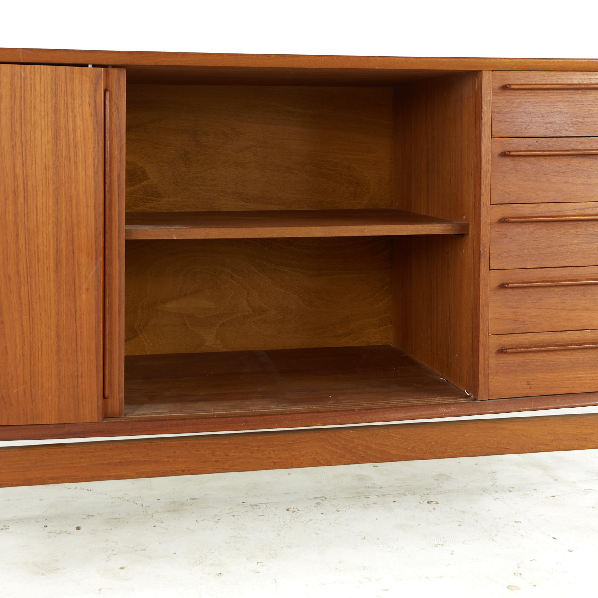 Arne Vodder Style Midcentury Teak Credenza For Sale at 1stDibs