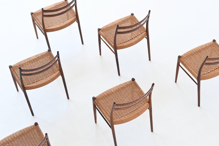 Arne Wahl Iversen Rosewood Dining Chairs Glyngore Stolefabrik, Denmark ...