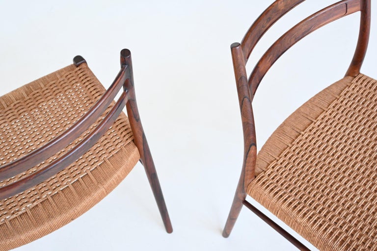Arne Wahl Iversen Rosewood Dining Chairs Glyngore Stolefabrik, Denmark ...
