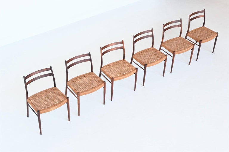 Arne Wahl Iversen Rosewood Dining Chairs Glyngore Stolefabrik, Denmark ...