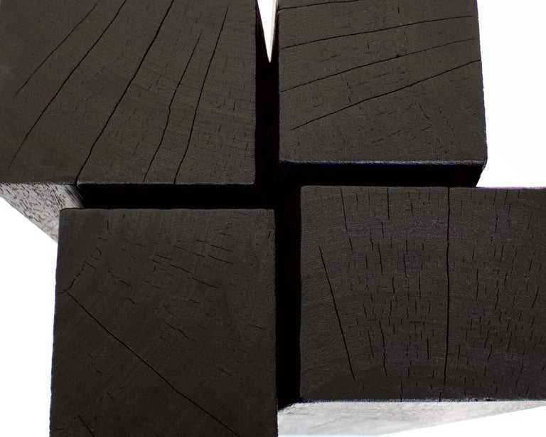 Arno Declercq Belgian Oak Wood Shou Sugi Ban Four Legs Side Table or Stool For Sale at 1stDibs