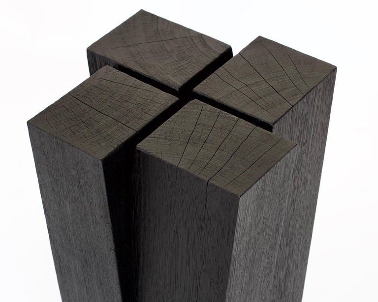 Arno Declercq Belgian Oak Wood Shou Sugi Ban Four Legs Side Table or Stool For Sale at 1stDibs
