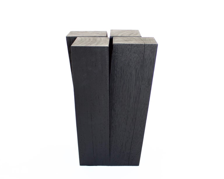 Arno Declercq Belgian Oak Wood Shou Sugi Ban Four Legs Side Table or Stool For Sale at 1stDibs