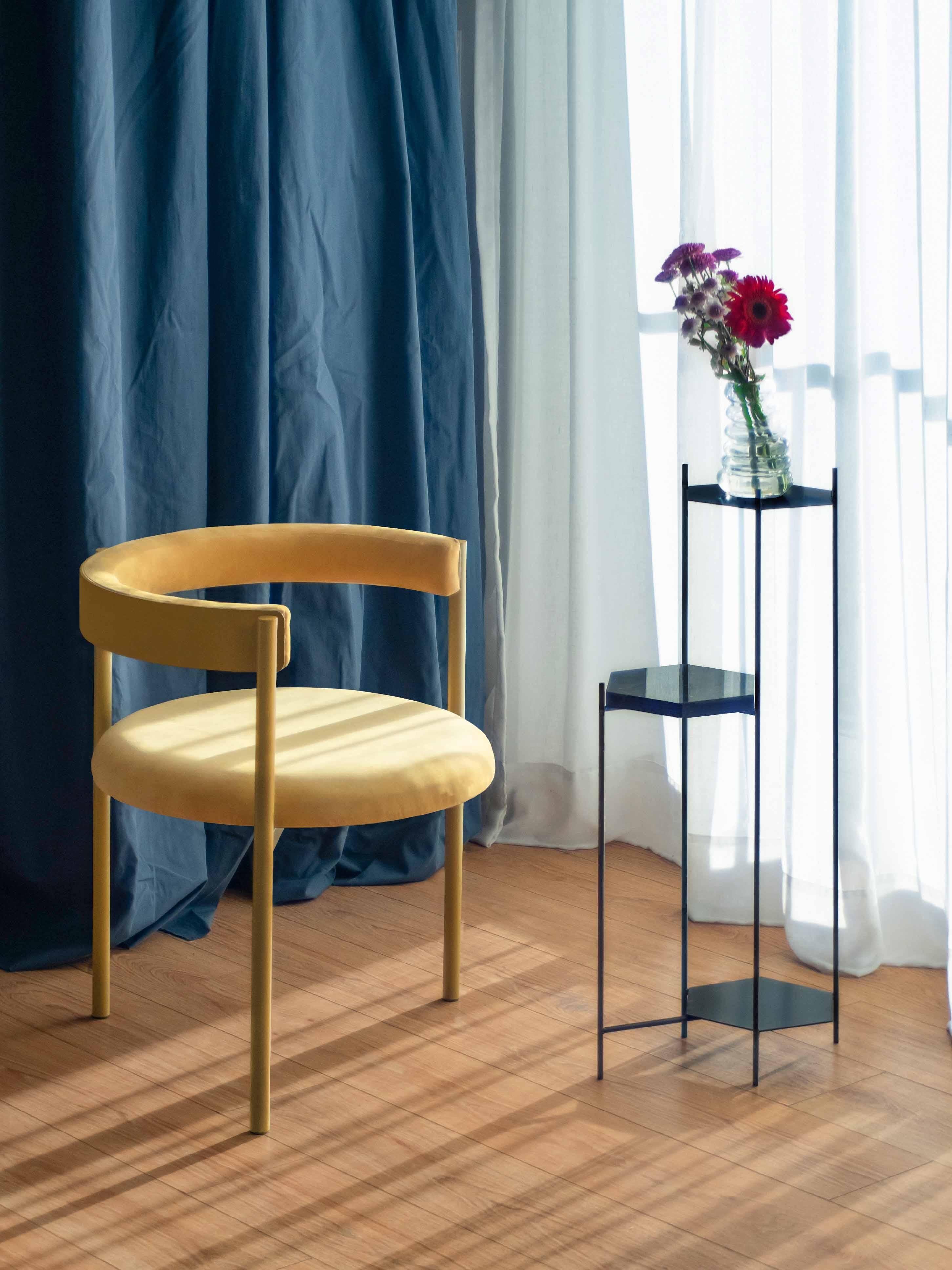 ARO Contemporary Chair in Steel and Velvet Upholstery by Ries For Sale ...