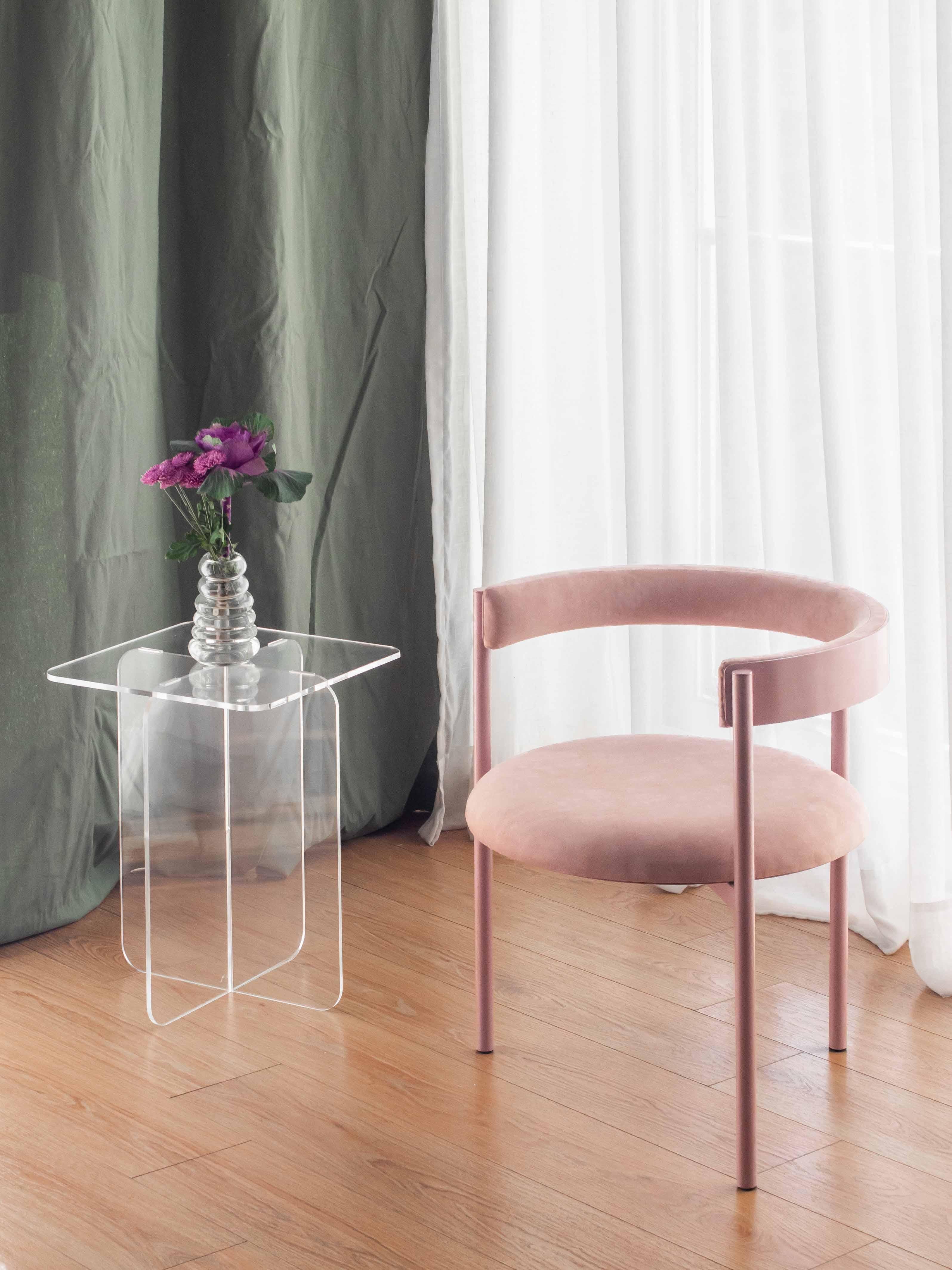 ARO Contemporary Chair in Steel and Velvet Upholstery by Ries For Sale ...