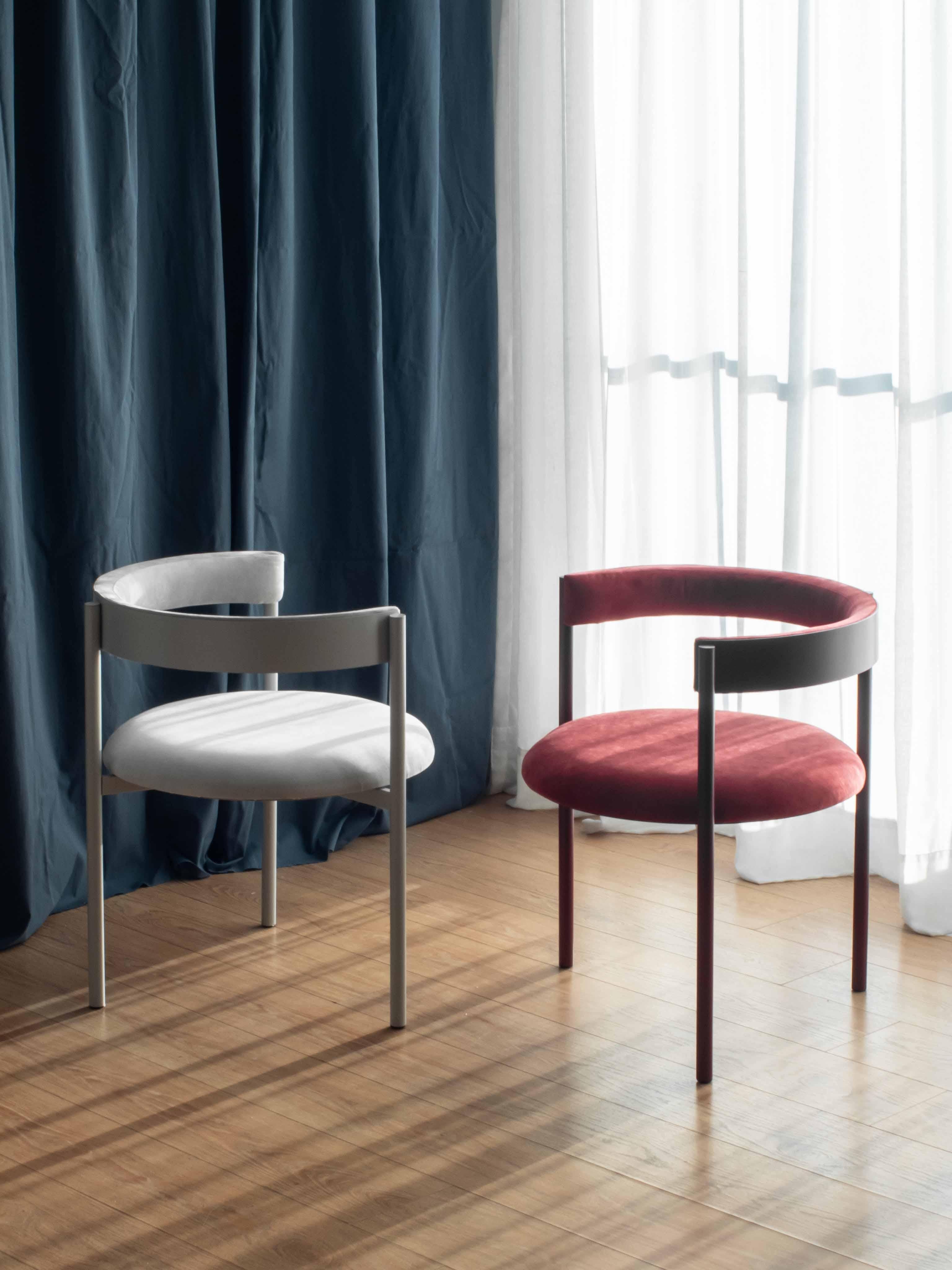 ARO Contemporary Chair in Steel and Velvet Upholstery by Ries For Sale ...