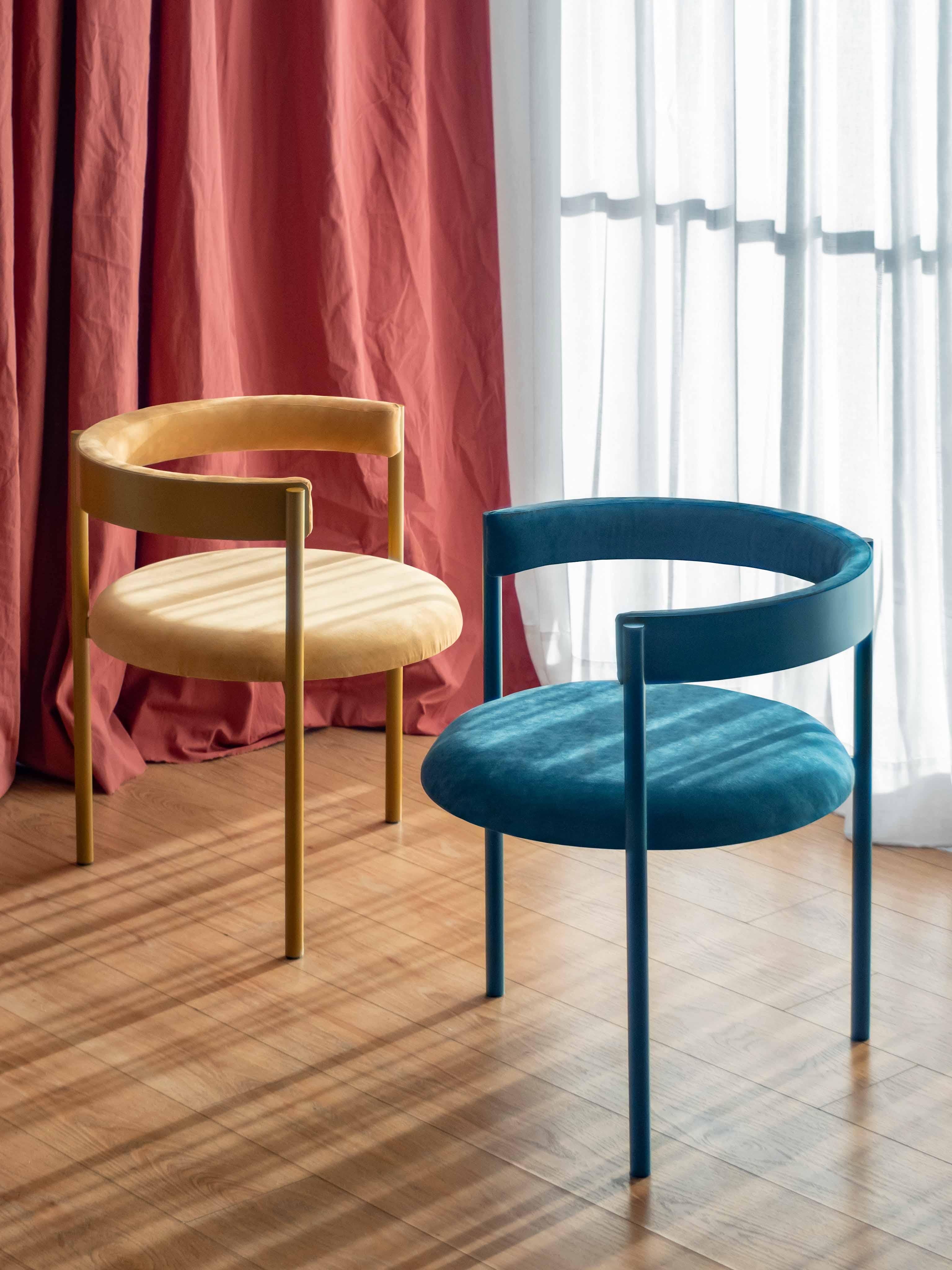 ARO Contemporary Chair in Steel and Velvet Upholstery by Ries For Sale ...