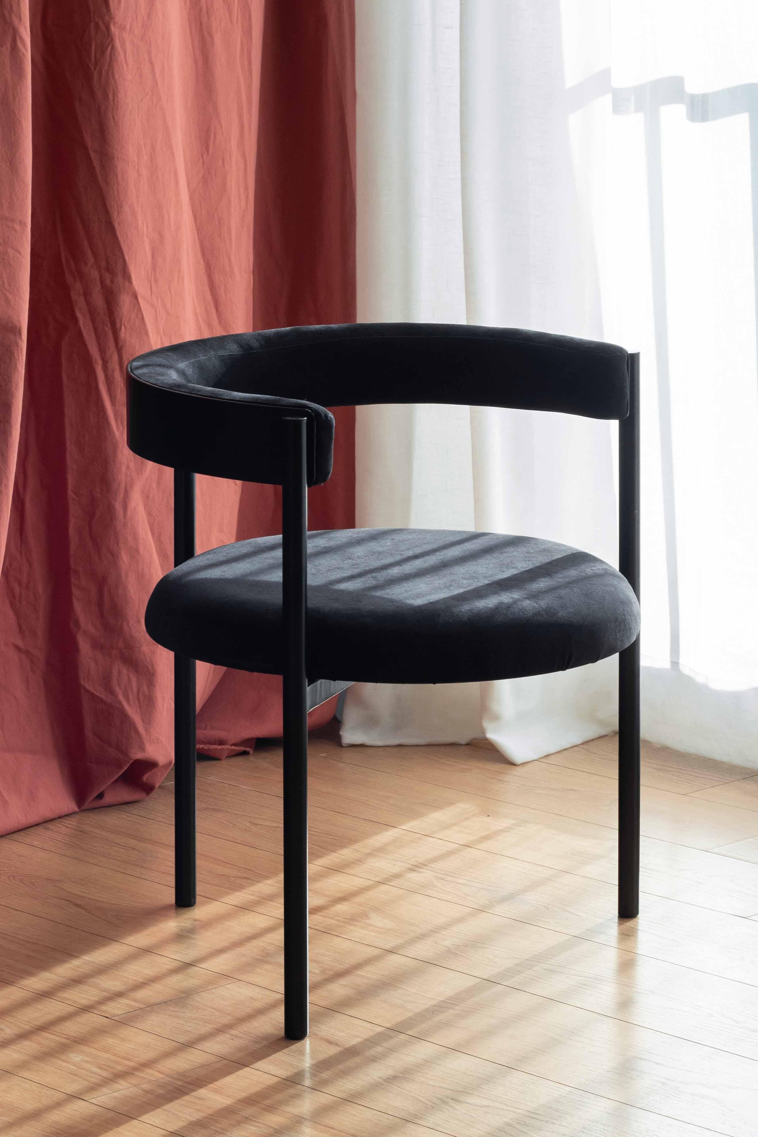 ARO Contemporary Chair in Steel and Velvet Upholstery by Ries For Sale ...