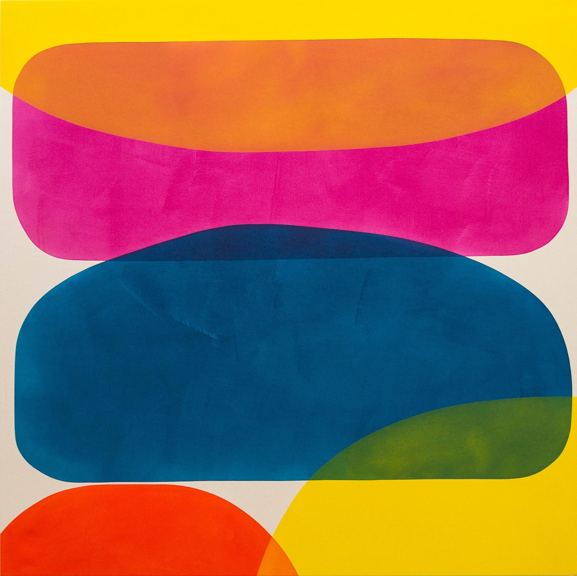 Aron Hill - 2 Yellow Suns - Bright circular shapes of blue, yellow, red ...