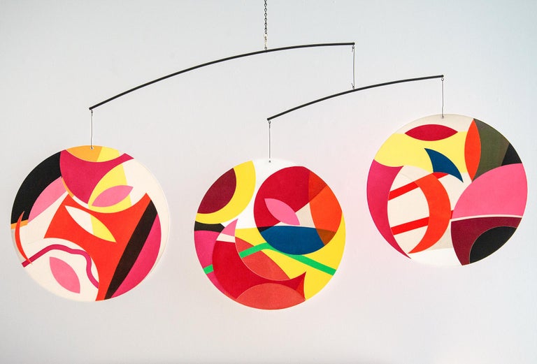 Aron Hill - Collaged Geometric Disc Mobile - Abstract, Colourful ...