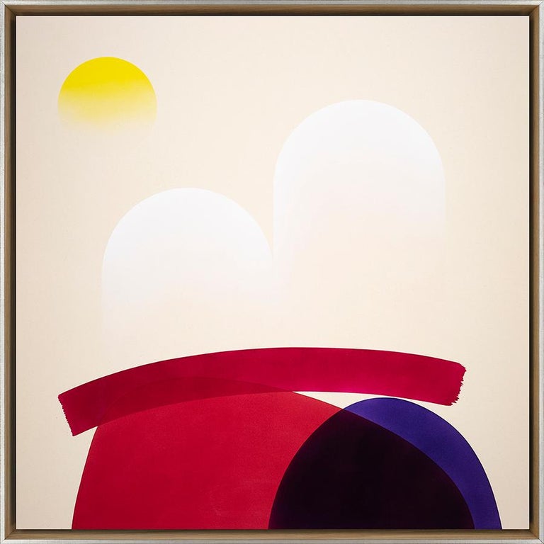 Aron Hill - "Fading Sun" Abstract Painting of Overlayed Shapes For Sale ...