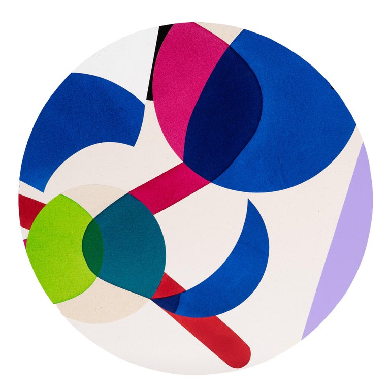 Aron Hill - "From The Garden #15" Round Abstract Painting with ...