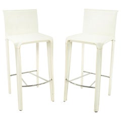Contemporary Domestic White Leather Fringe Stool at 1stDibs