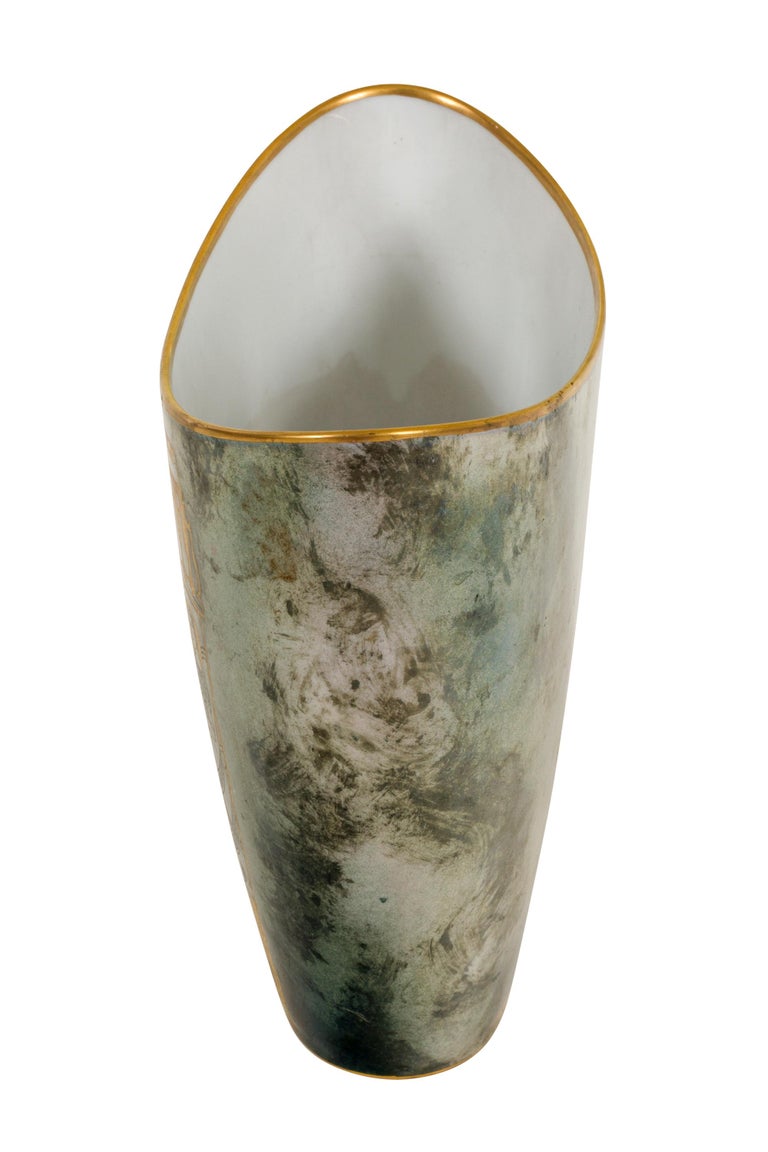 Arrigo Finzi Greco-Roman Motif Gold Porcelain Vase for Oro Zecchino ...