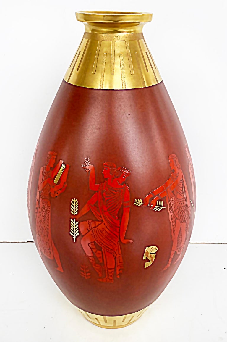 Arrigo Finzi Porcelain Greco-Roman Oro Zecchino Vase 24ct Gold 1950s ...