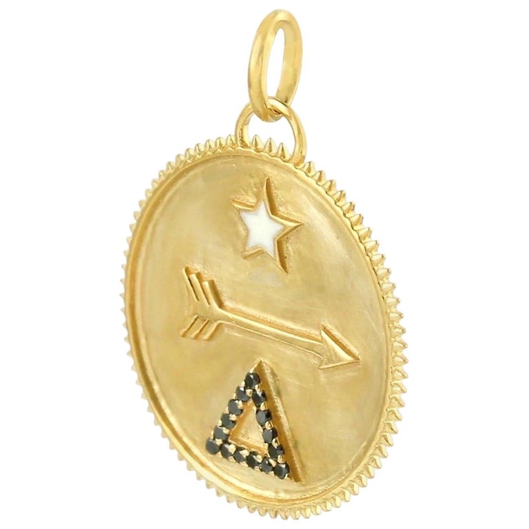 Arrow Pyramid Star Medallion 14 Karat Gold Diamond Pendant Necklace For ...