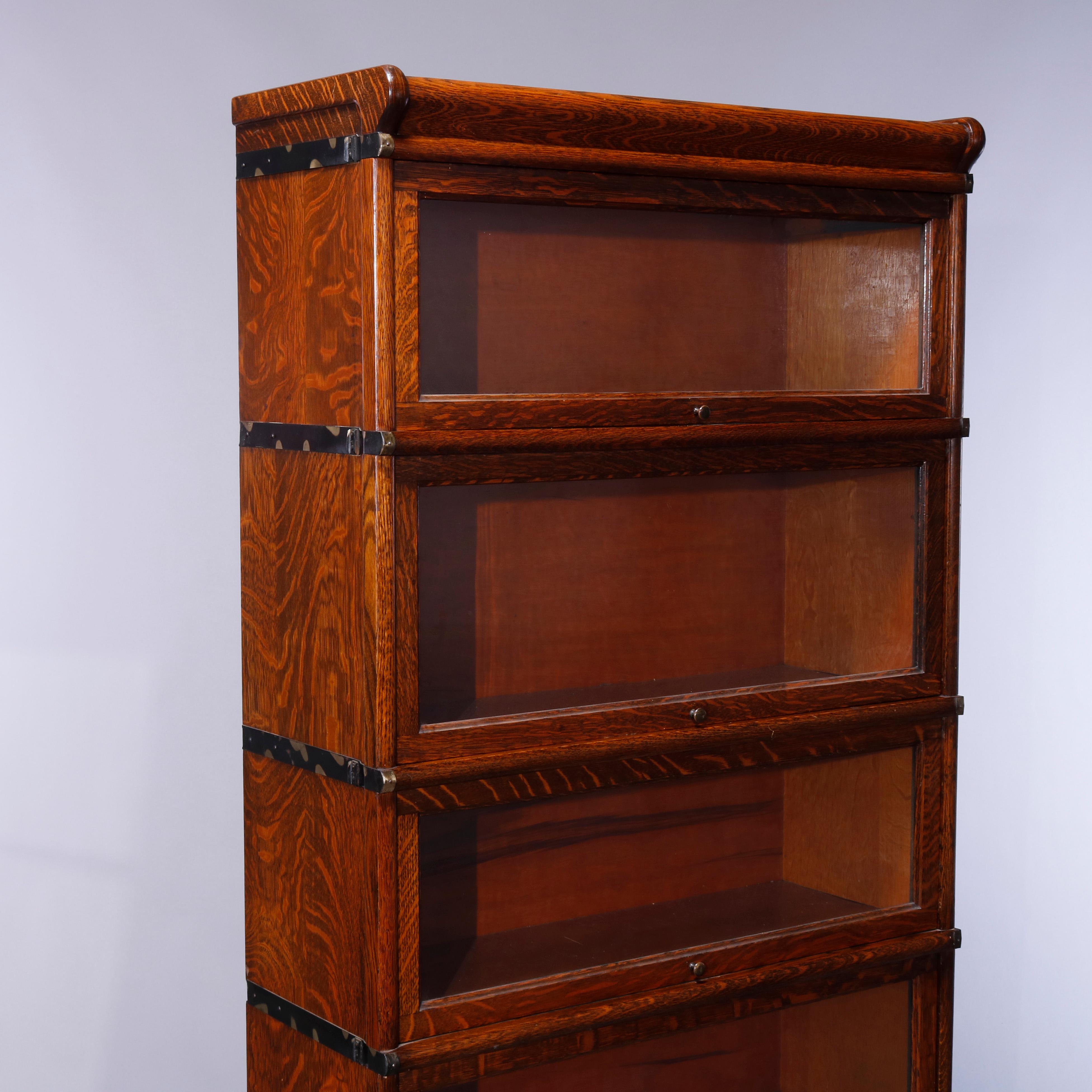 Art and Crafts Mission Oak Globe Wernicke Stack Barrister Bookcase, c1910 at 1stDibs