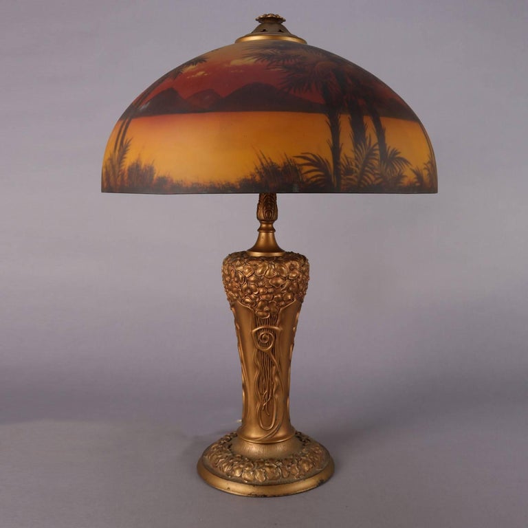 Art and Crafts Pittsburgh Reverse Painted Phoenix Table Lamp, circa ...