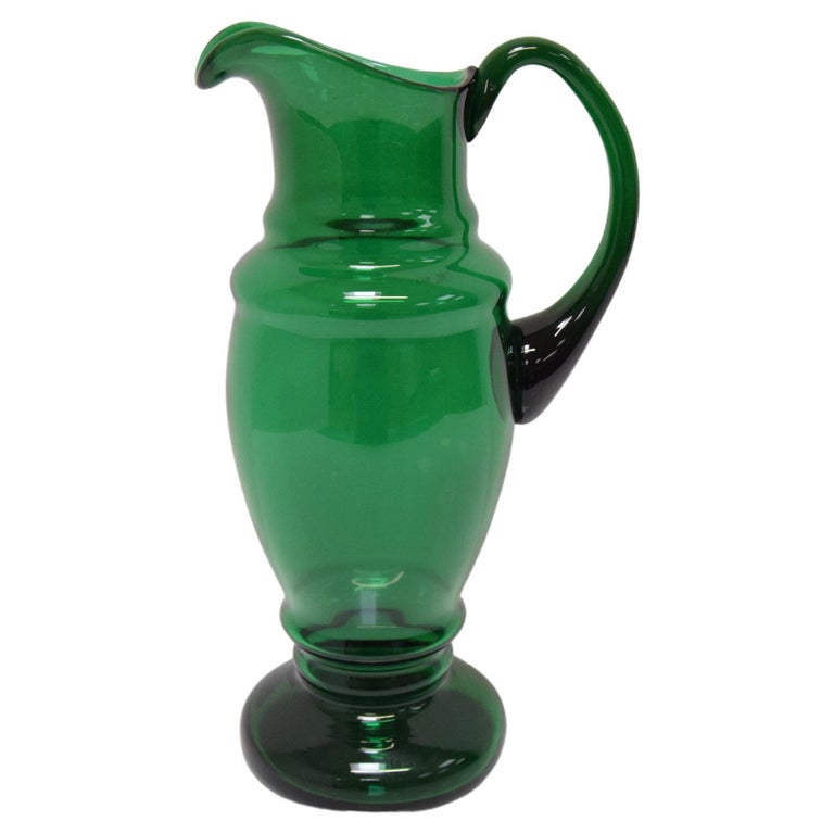 Art Czech Glass Pitcher, by Glasswork Novy Bor, 1930s For Sale at 1stDibs