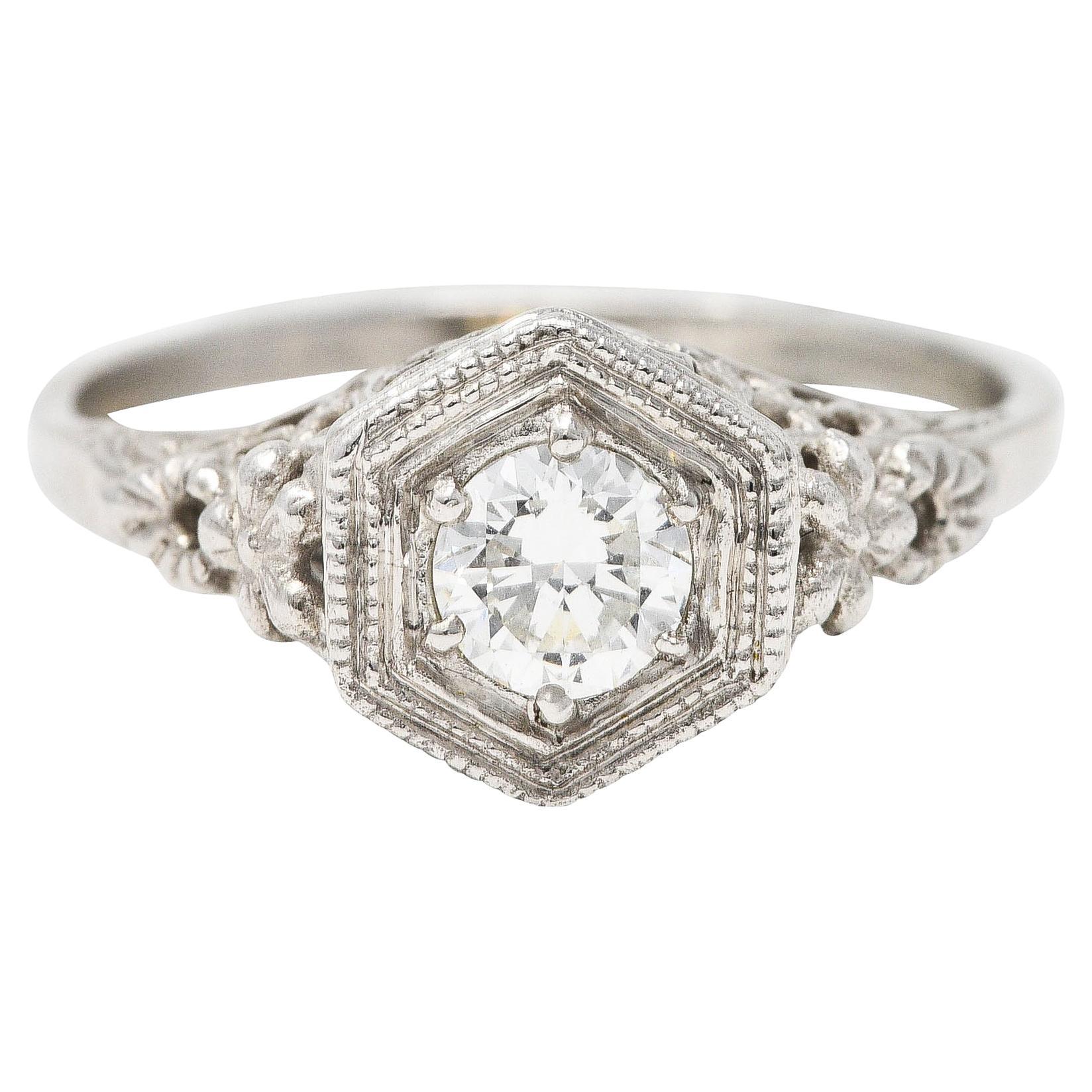 Hexagonal Diamond Engagement Ring at 1stDibs | hexagonal diamond ring ...